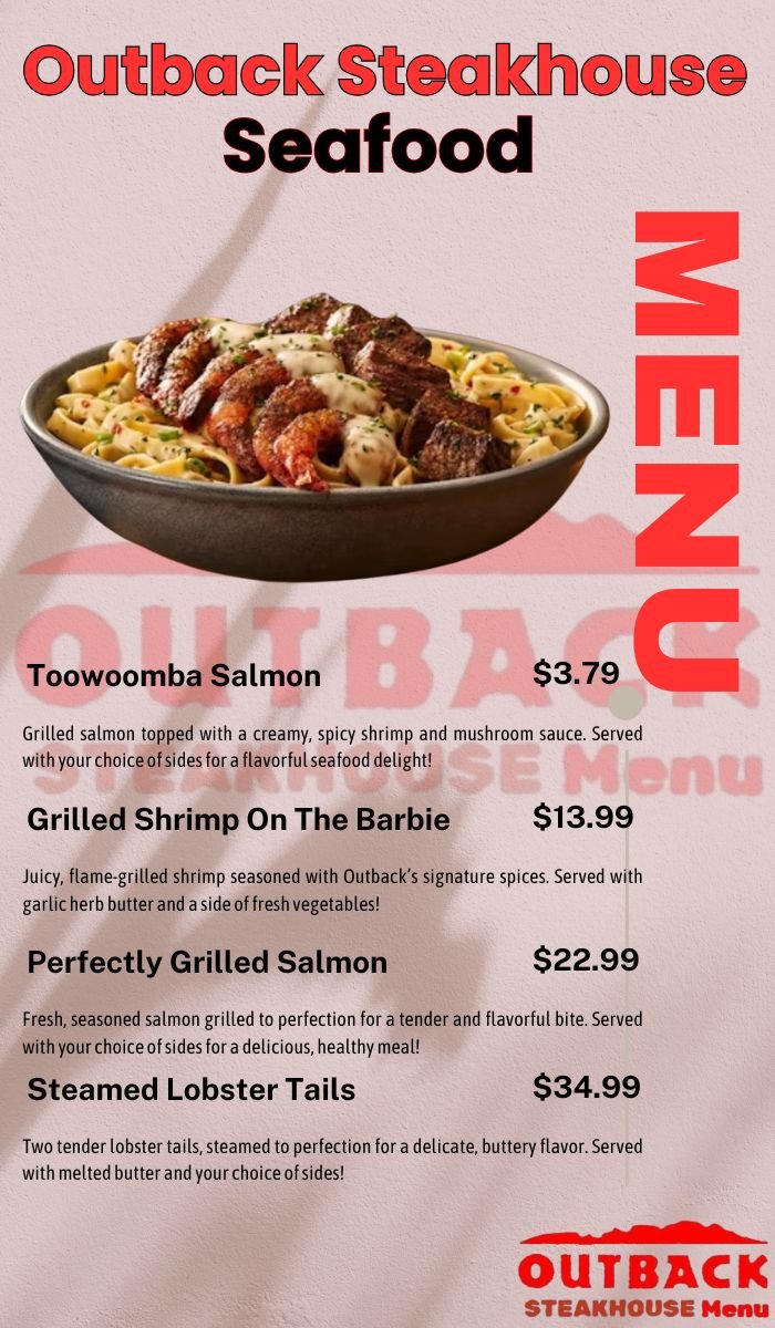 Outback Steakhouse Seafood Menu Prices List USA 2025