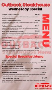 Outback Wednesday Special Menu Prices Updated List USA 2025